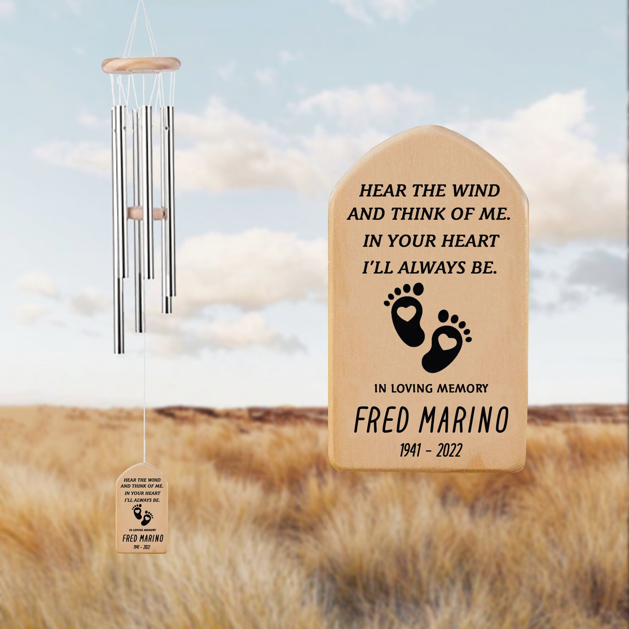 Miscarriage Memorial Wind Chimes Personalized, Baby Bereavement Wind ...