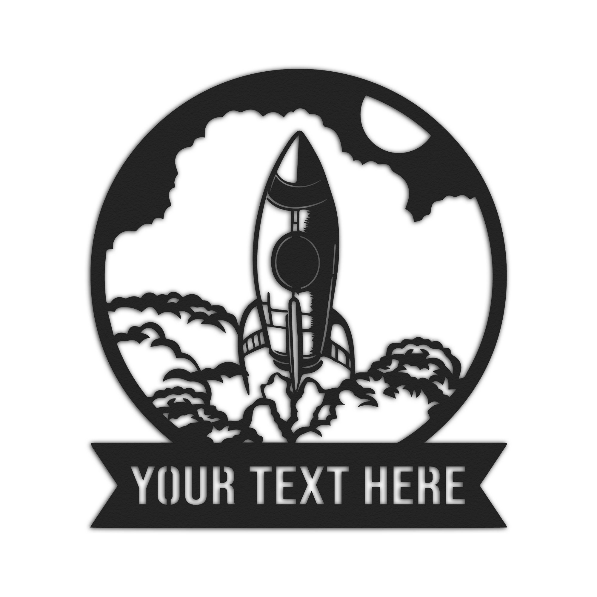 Personalized Spaceship Metal Wall Art LED Light, Custom Rocket Name ...