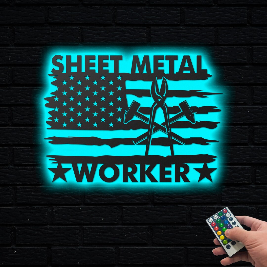 Personalized Sheet Metal Workers Metal Wall Art With Led Lights, Sheet ...