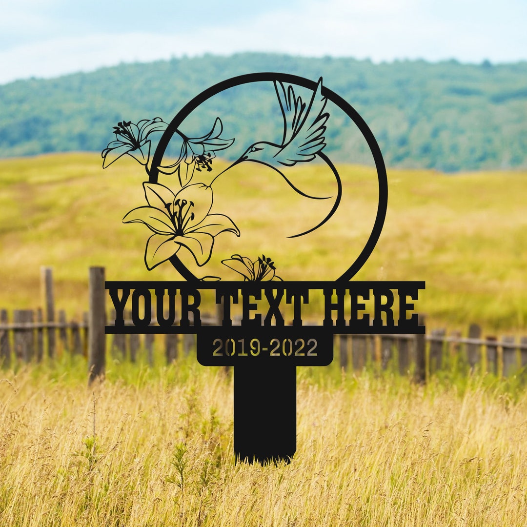 Personalized Hummingbird Memorial Stake, Memorial Metal Stake, Memorial ...