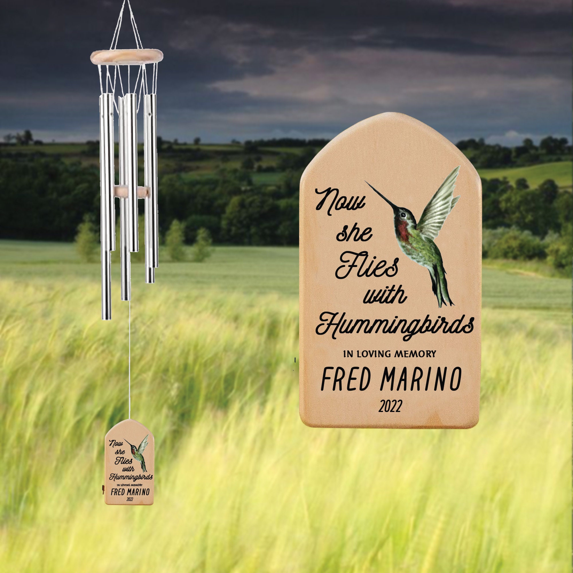 Hummingbirds Memorial Wind Chimes, In Loving Memory Of Wind Chimes sold ...