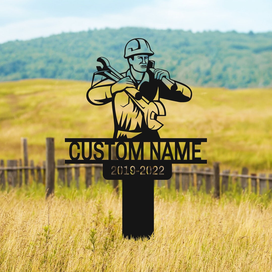 Personalized Handyman With Tools Memorial Stake, Temporary Grave Marker ...