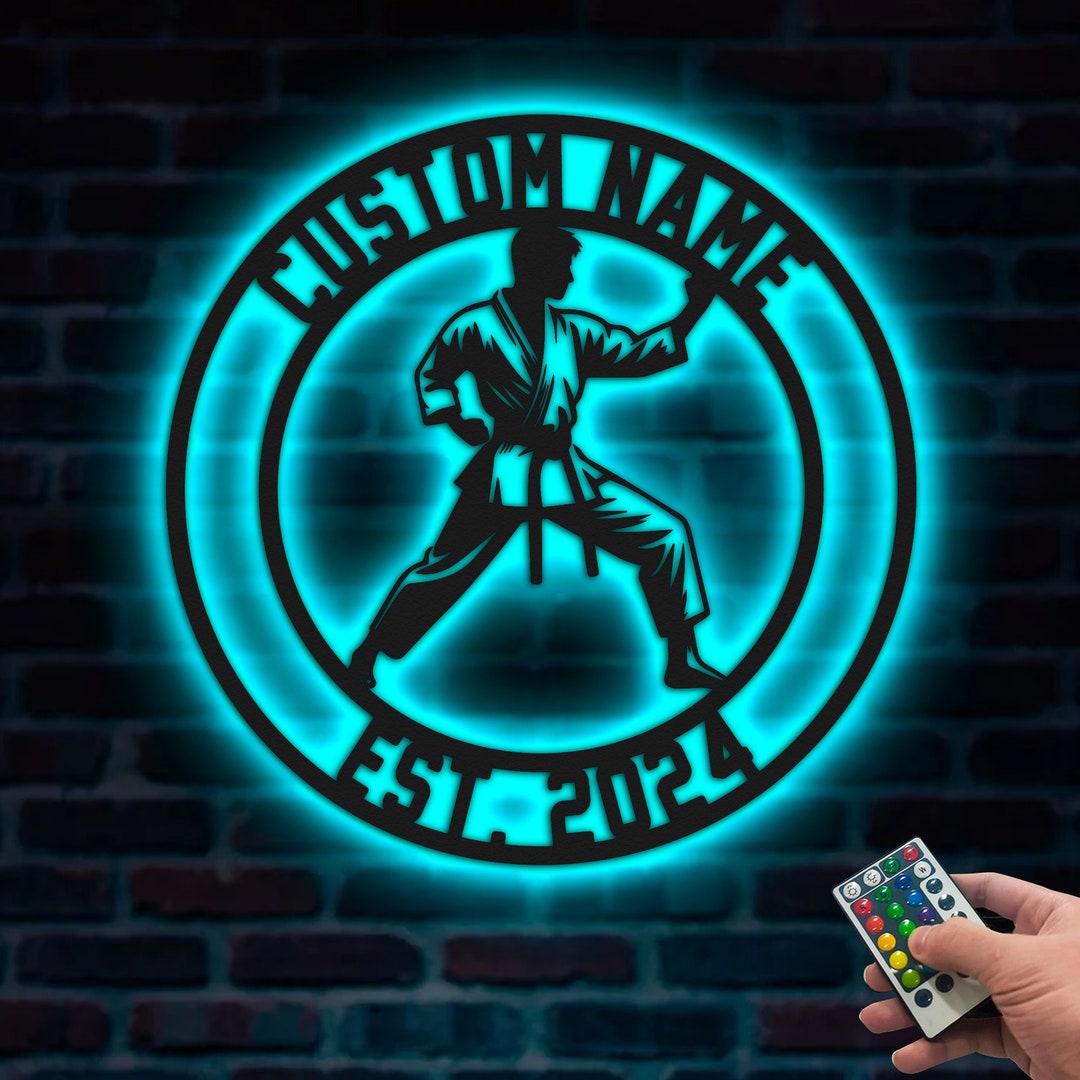 Personalized Karate Boy Metal Wall Art With LED Light, Custom Karate ...