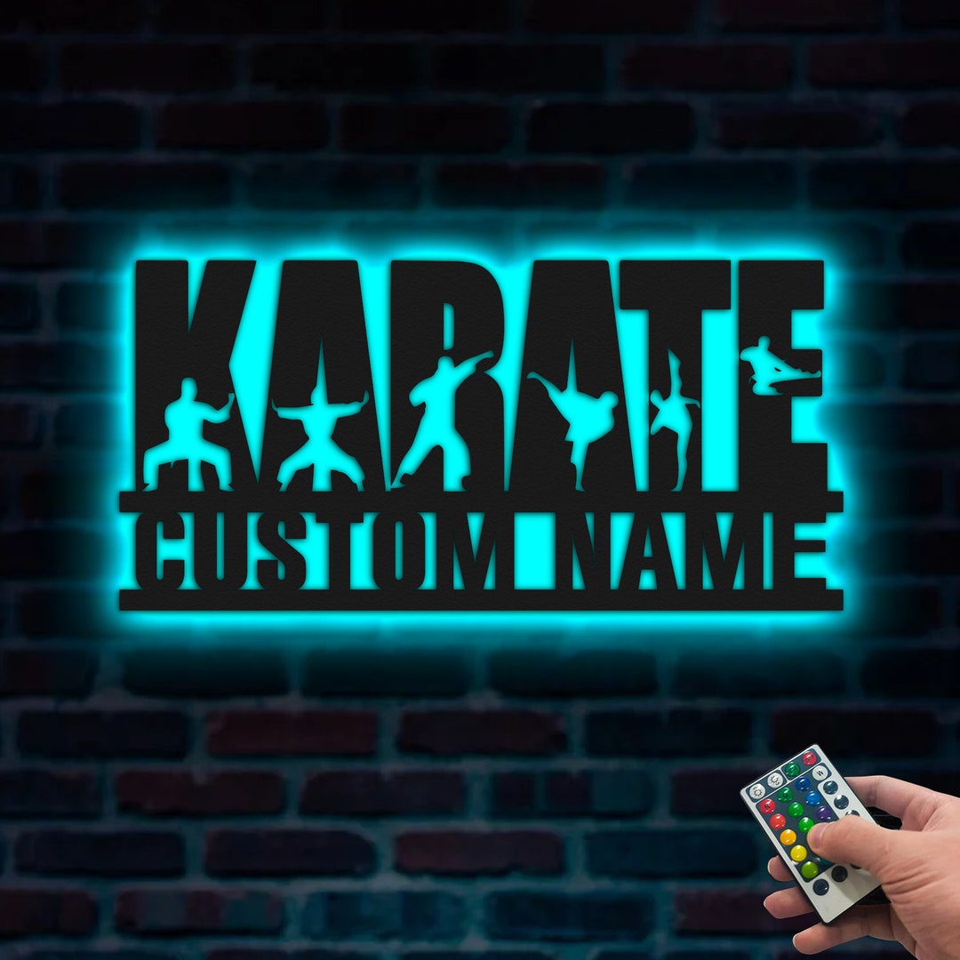 Personalized Karate Metal Wall Art With LED Light, Custom Karate Name ...