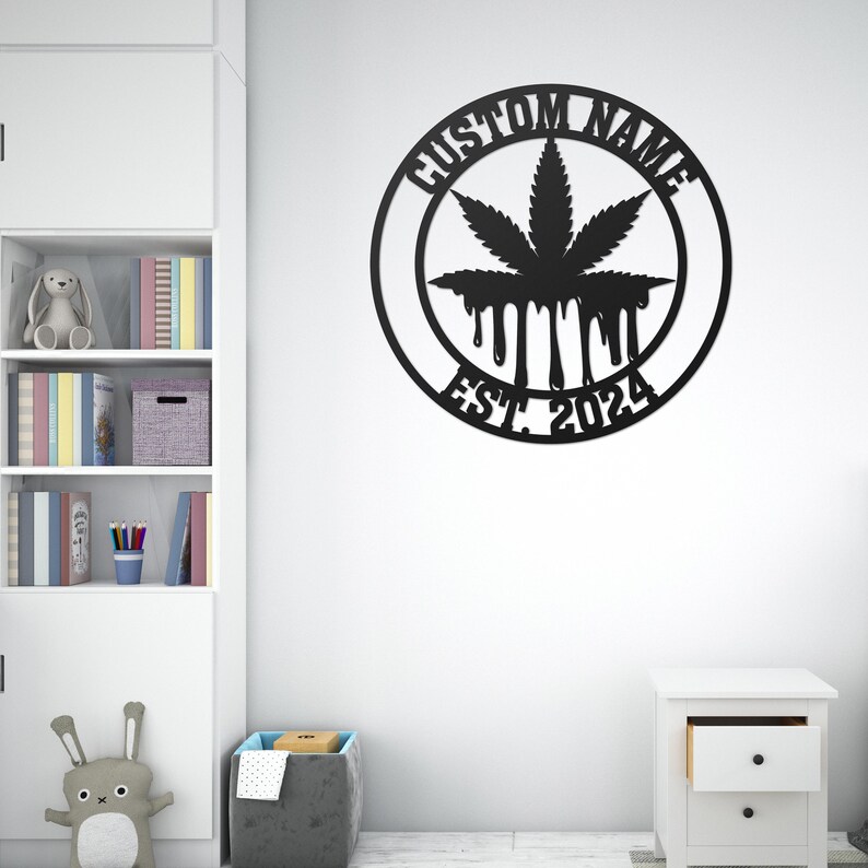 Personalized Weed Metal Wall Art With Lights, Marijuana Decoration ...