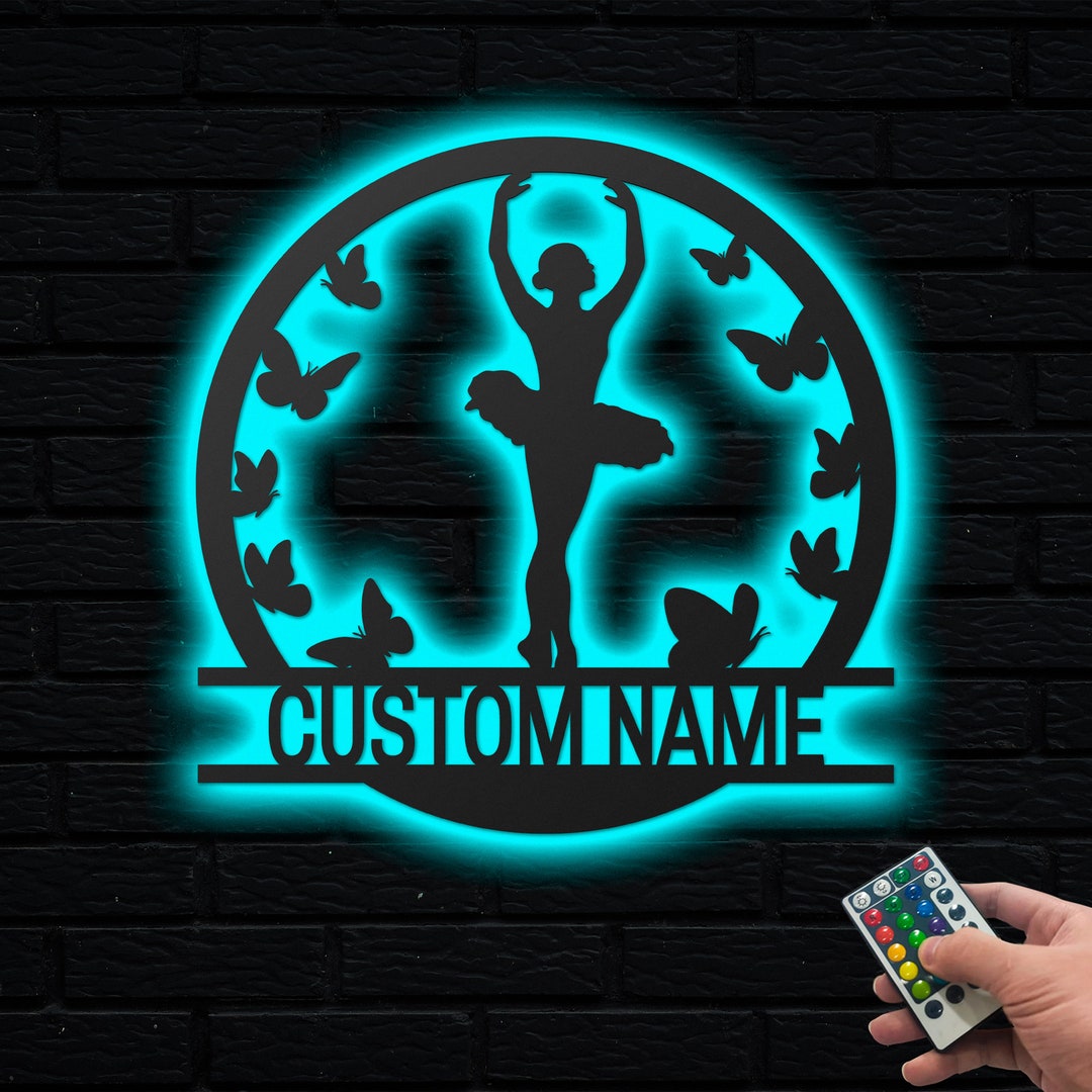 Personalized Ballet Girl Metal Wall Art With LED Lights, Dance Metal ...