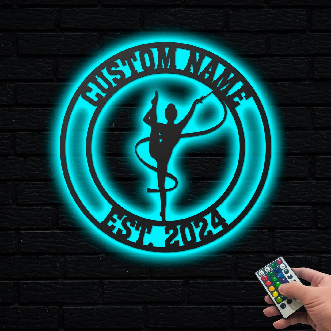 Personalized Female Gymnastics Metal Wall Art With LED Light, Girl ...