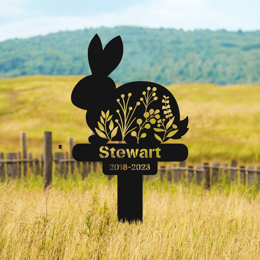 Rabbit Memorial Stake, Bunny Memorial Metal Stake, Pet Grave Marker ...