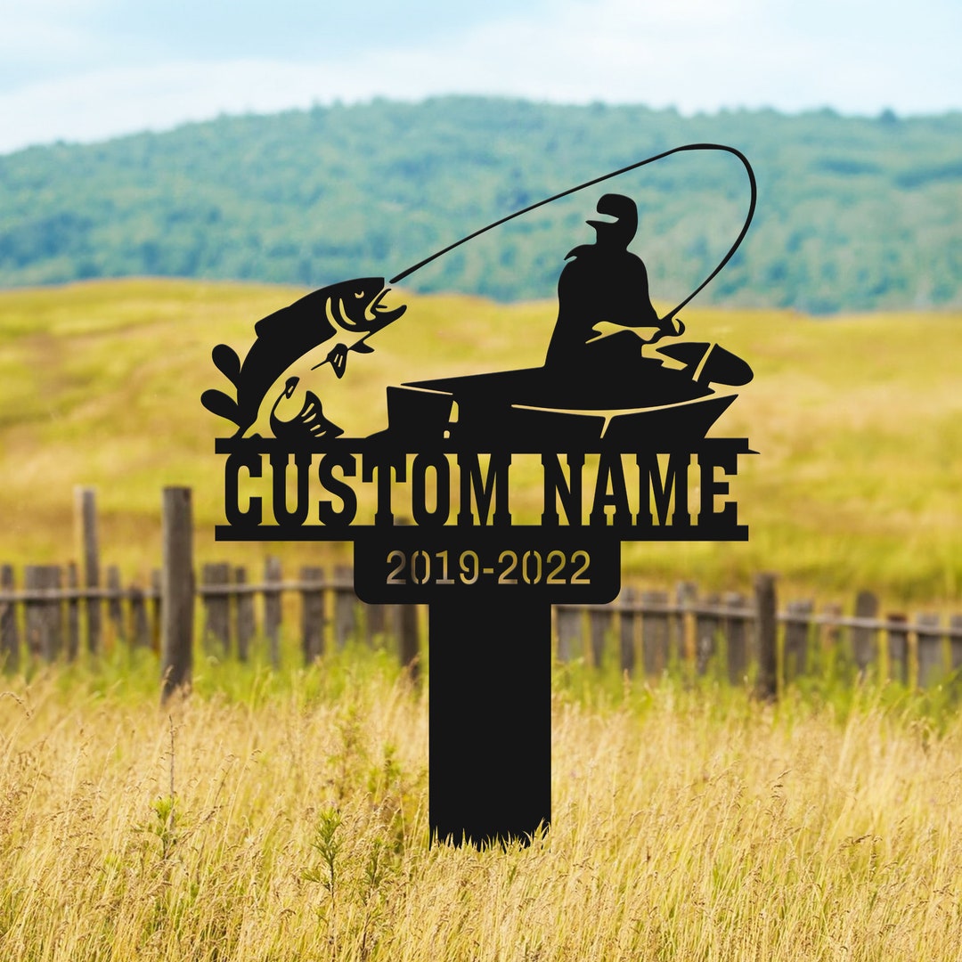 Personalized Fishing Memorial Stake, Fisherman Memorial Gift, Fishing ...