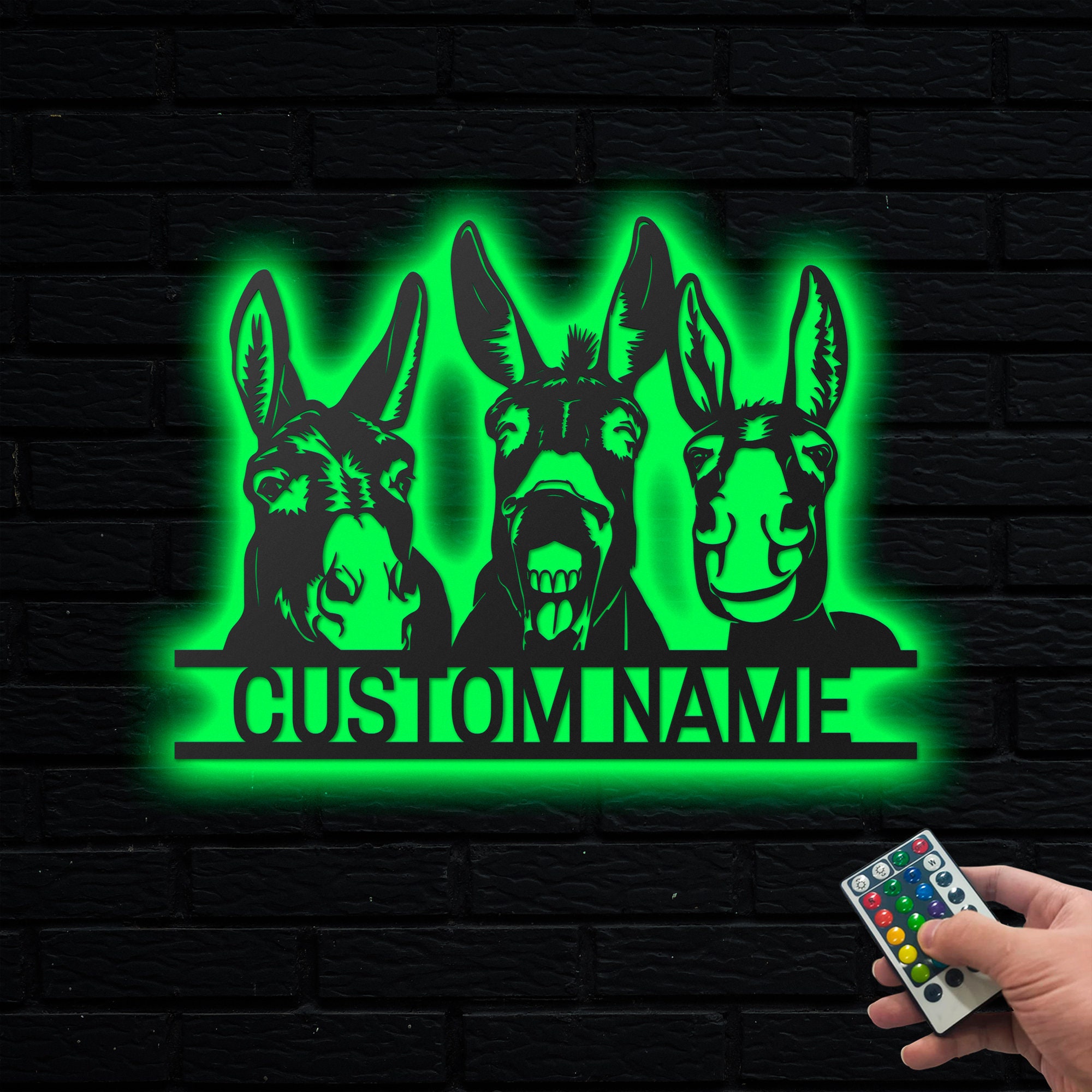 Personalized Donkey Funny Metal Wall Art With LED Lights, Donkey Funny ...