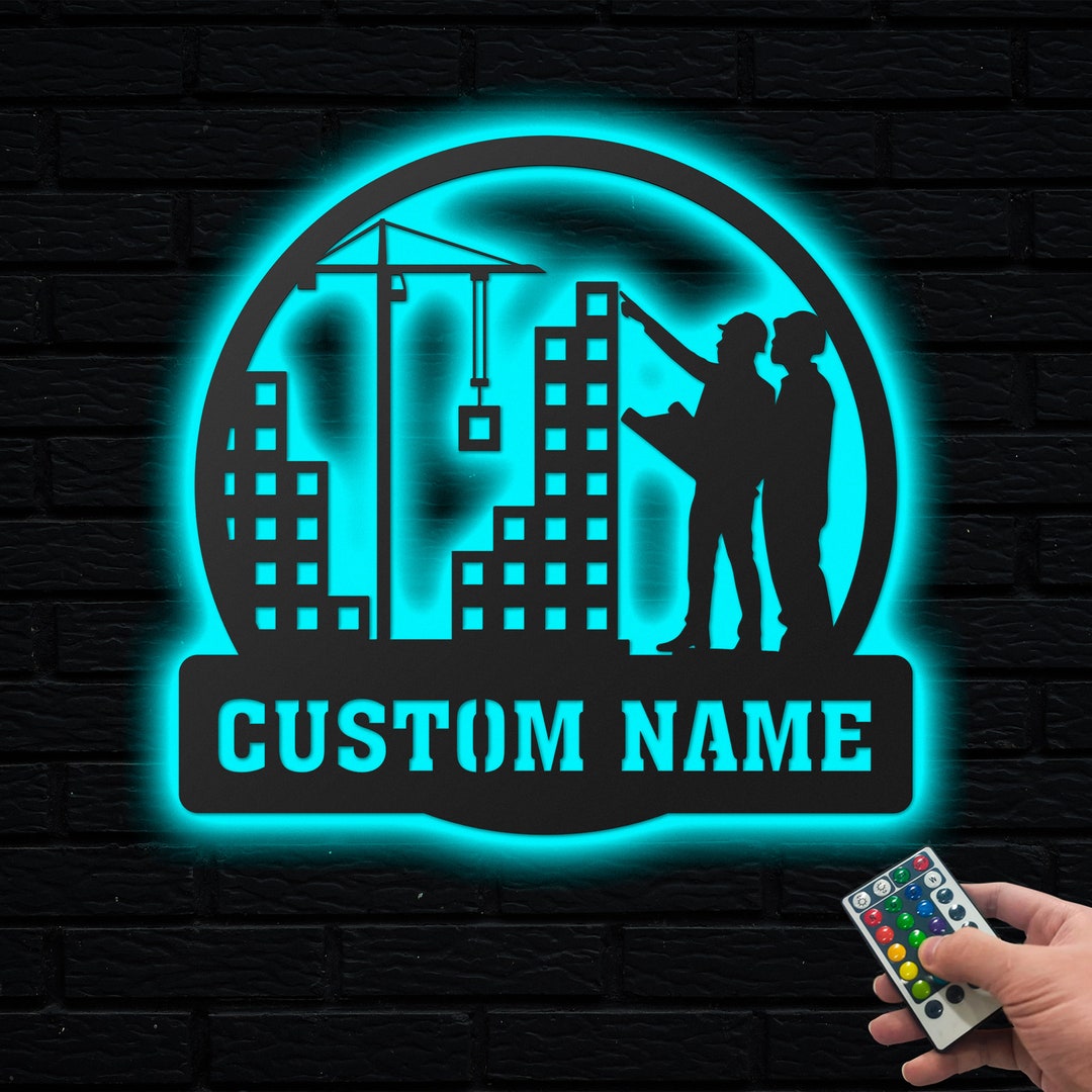 Personalized Engineer Metal Wall Art With LED Light, Civil Engineering ...
