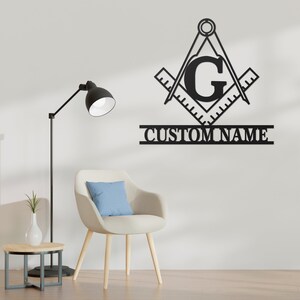 Personalized Masonic Metal Wall Art With Led Light, Mason Square ...