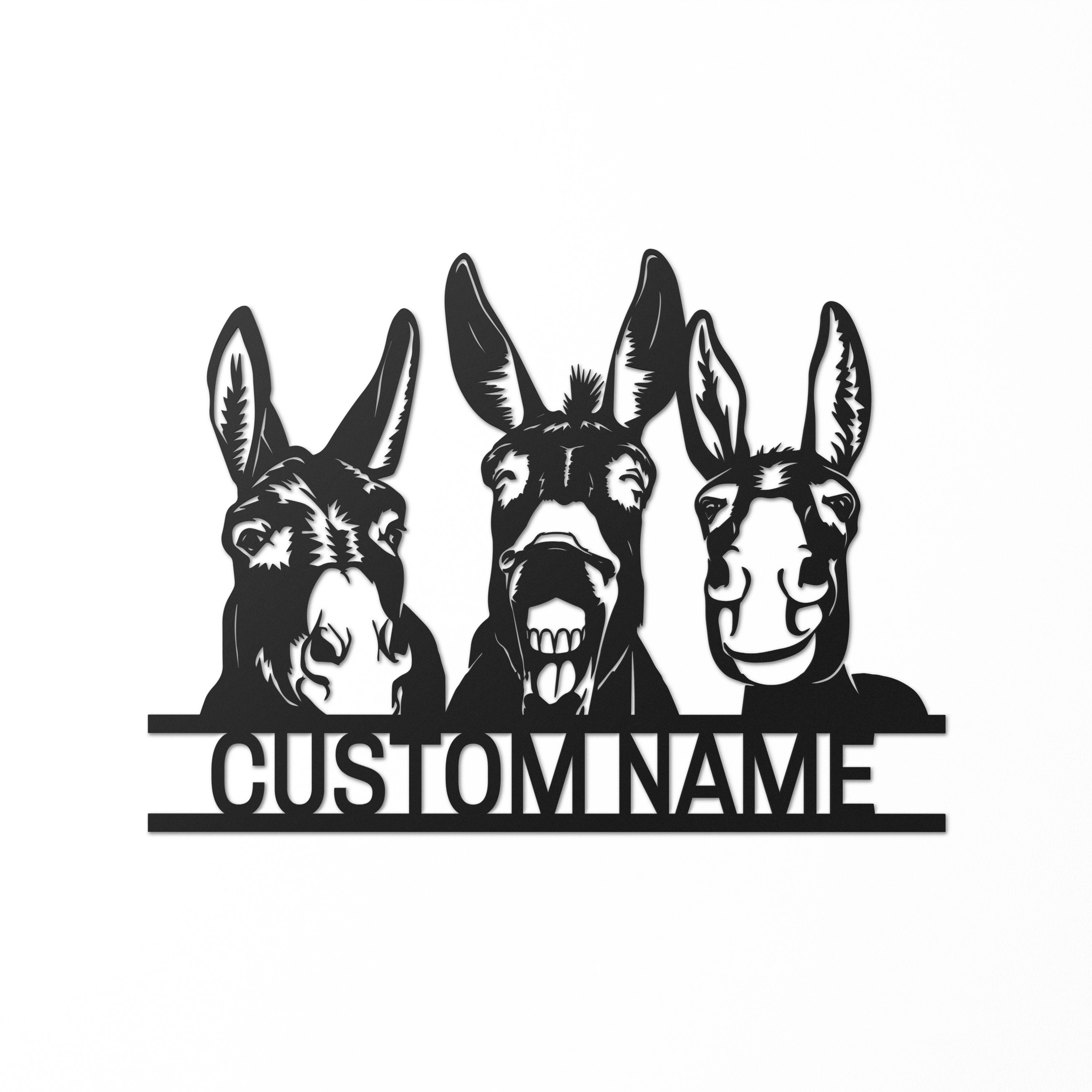 Personalized Donkey Funny Metal Wall Art With LED Lights, Donkey Funny ...