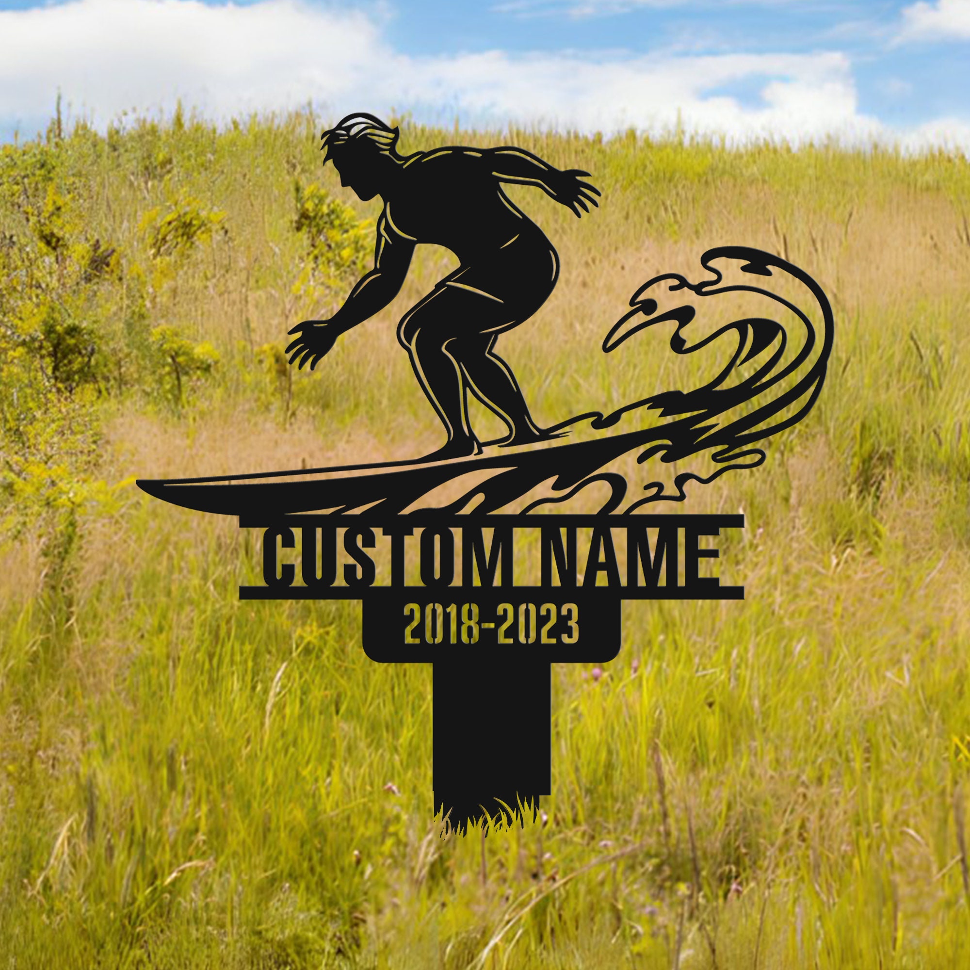 Personalized Surfing Memorial Stake, Memorial Metal Stake, Temporary ...