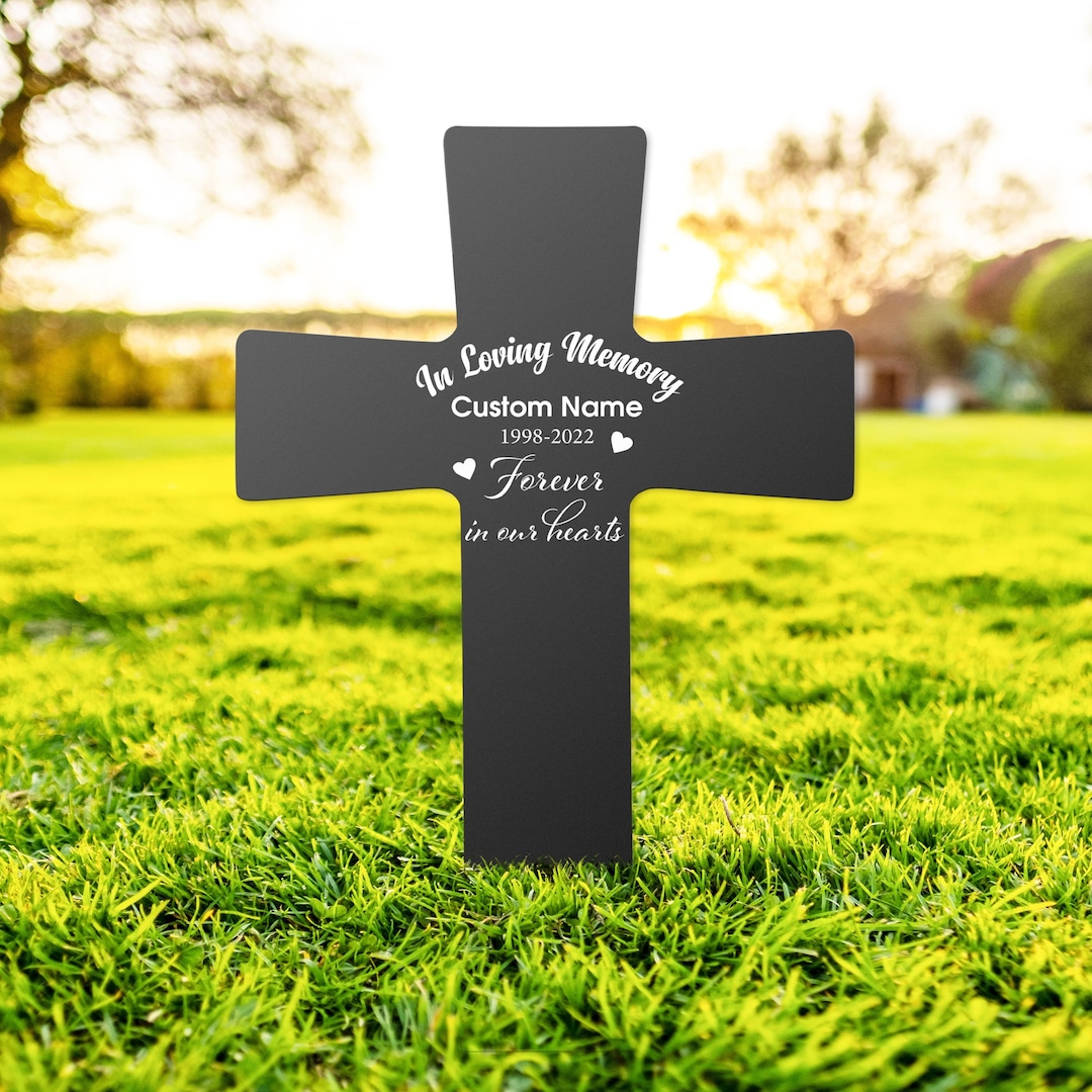 In Loving Memory of Grave Marker Custom, Cross Memorial Plaque, Loss of ...