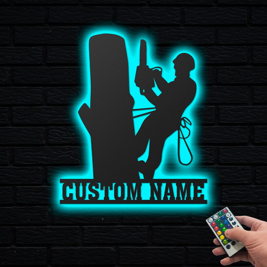 Personalized Tree Climbing Metal Wall Art With LED Lights, Arborists ...