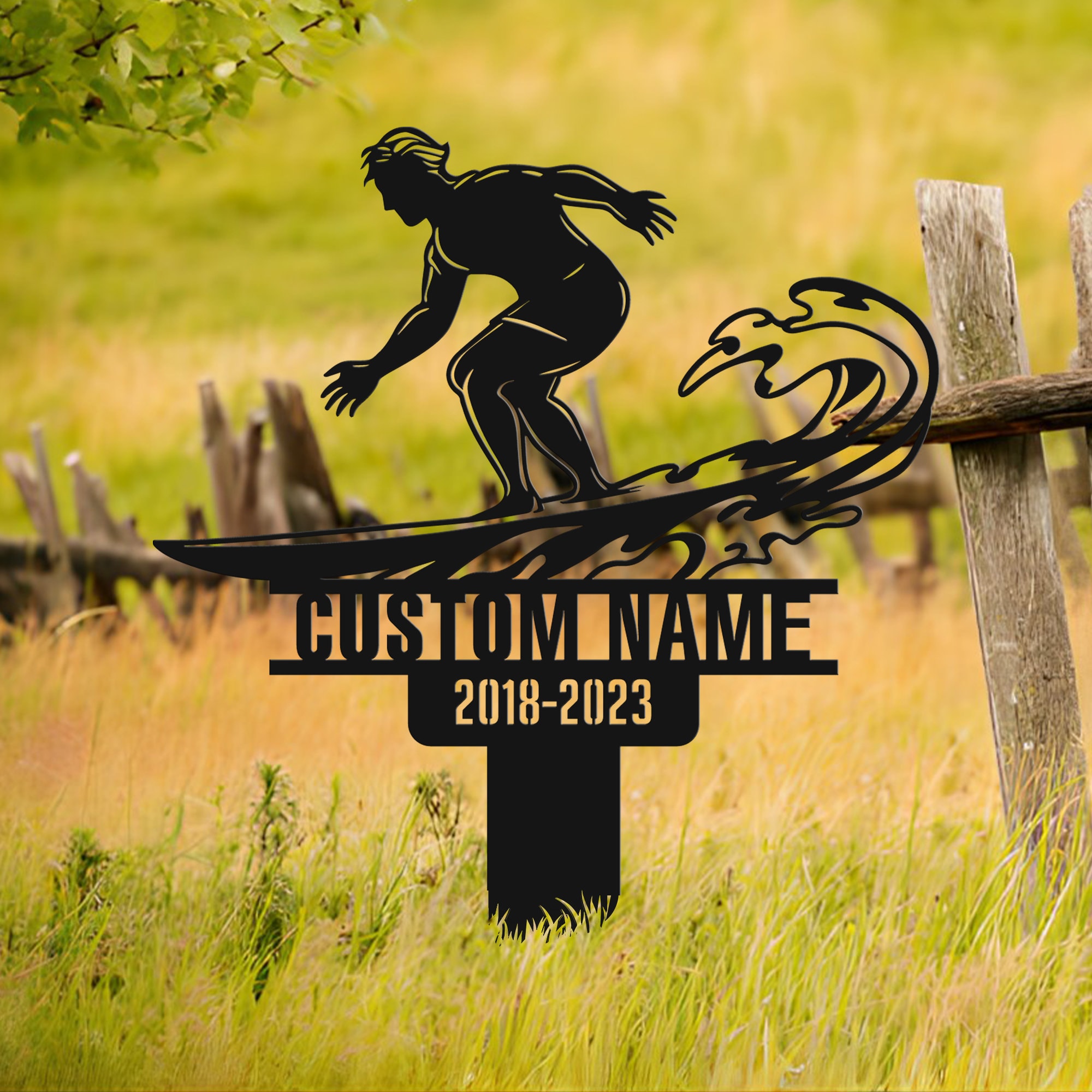 Personalized Surfing Memorial Stake, Memorial Metal Stake, Temporary ...