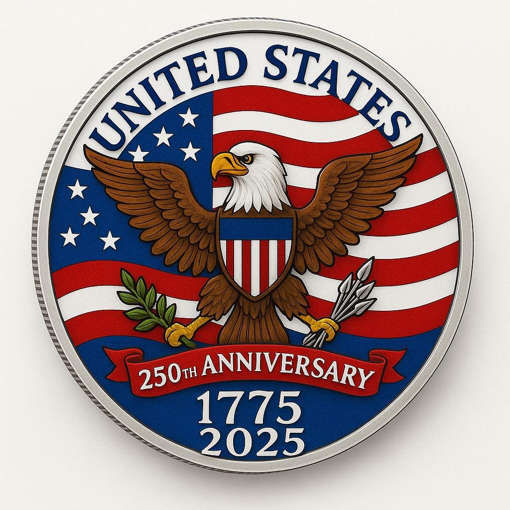 Custom 250th Anniversary Commemorative Coin: American Eagle, Gold or ...
