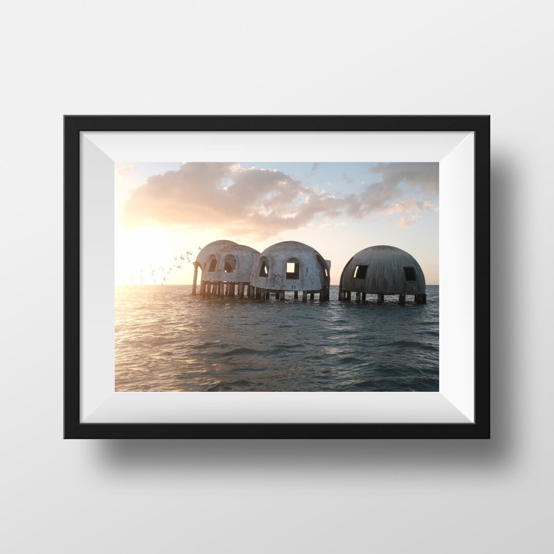 Florida Marco Island Seascape Cape Romano Dome House Print Printable ...
