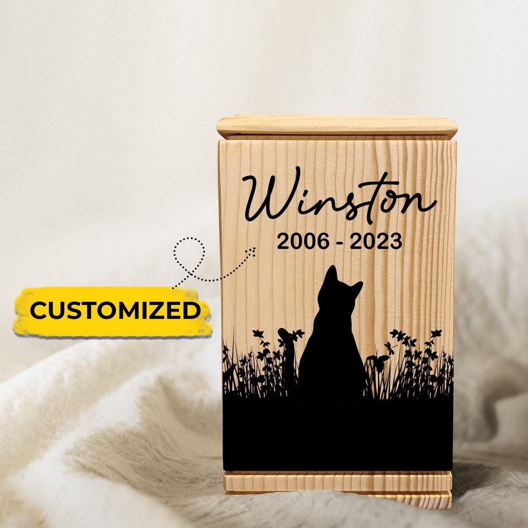 Personalized Cat Urn, Cremation Urn for Cat Ashes, Pet Urn Memorial ...