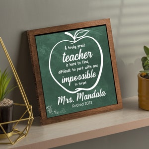 Personalized Teacher Apple Plaque, Retired Teacher Desk Sign, Teacher ...