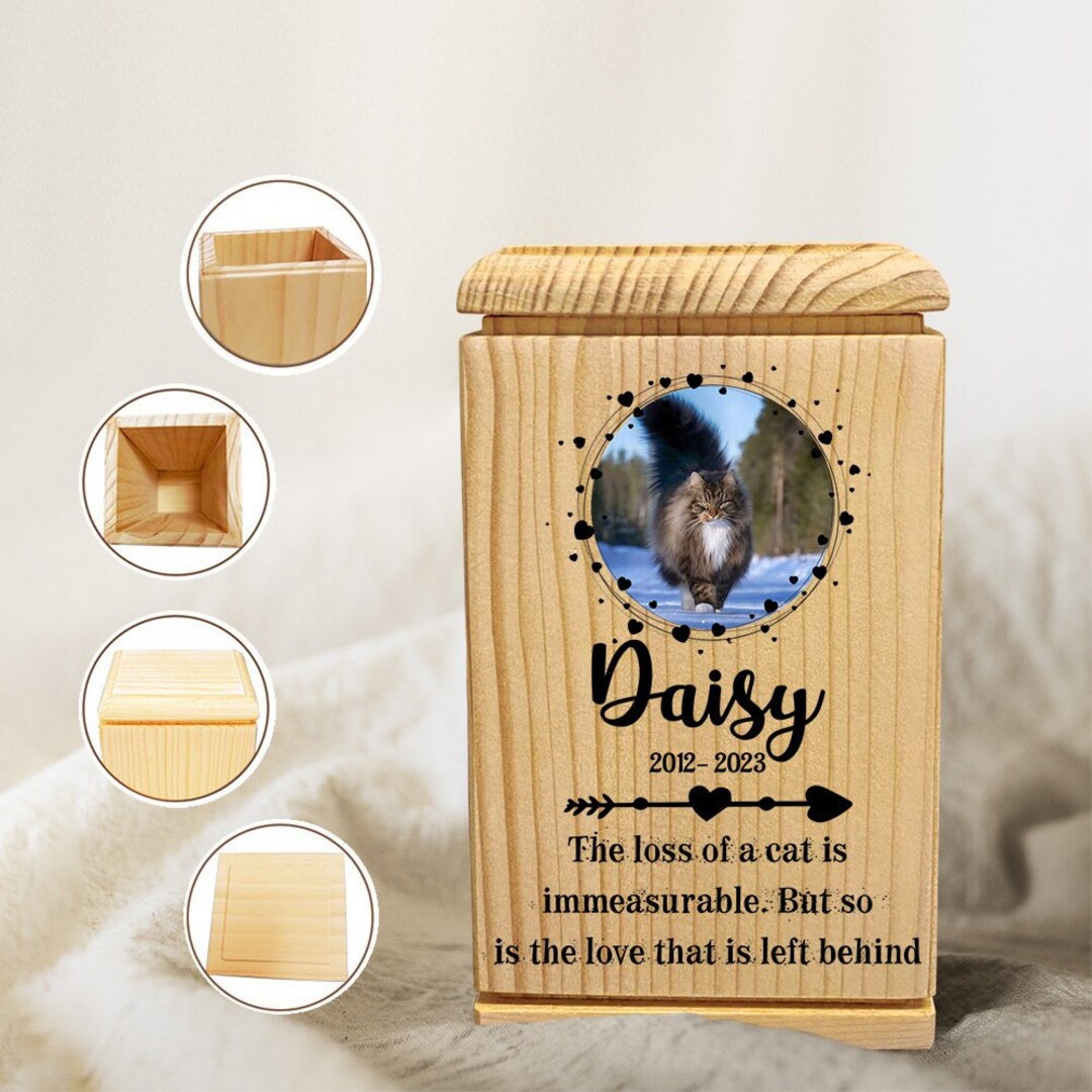 Cremation Urn for Cat Ashes, Personalized Cat Photo Urn, Memorial Pet ...