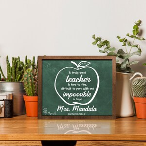 Personalized Teacher Apple Plaque, Retired Teacher Desk Sign, Teacher ...