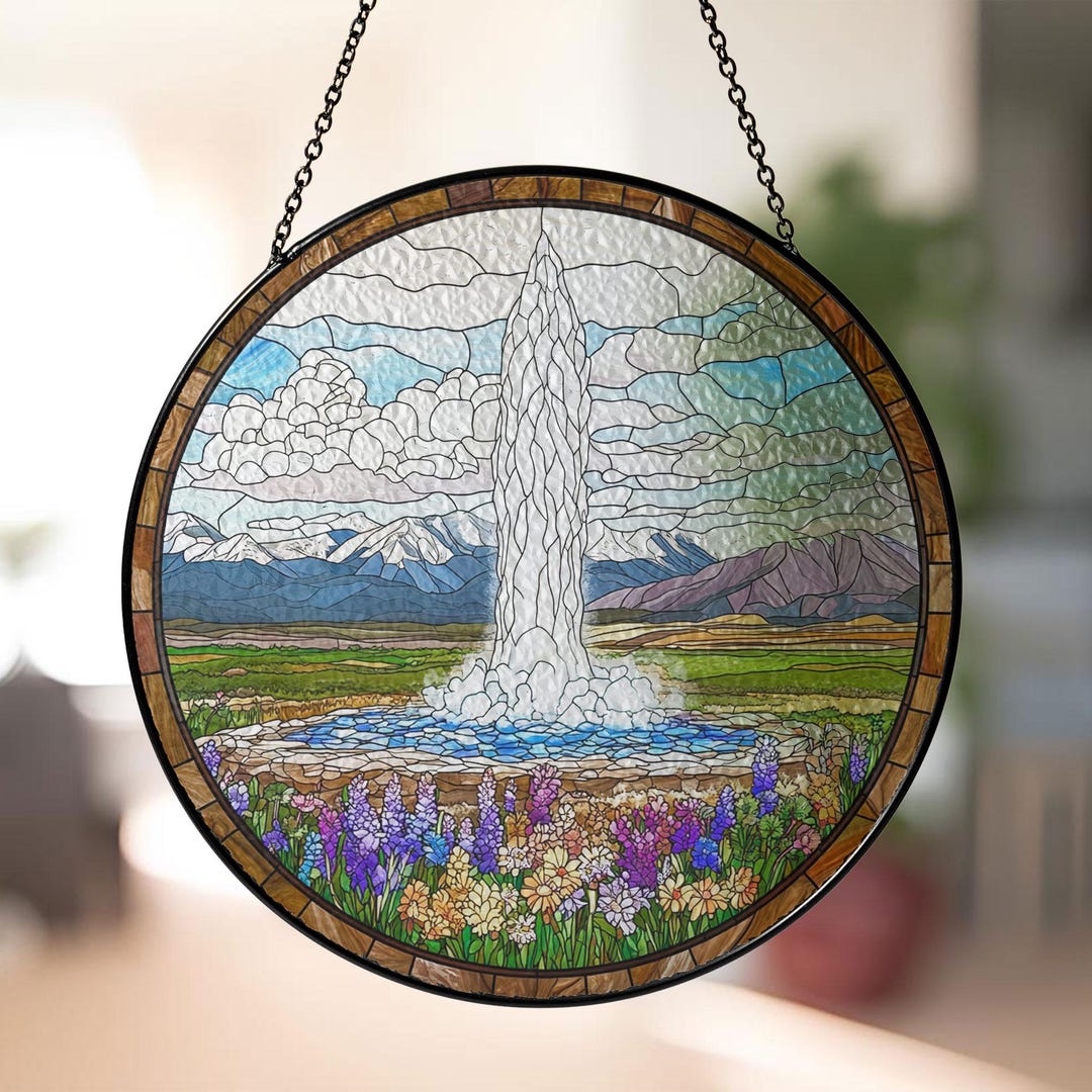 Yellowstone Stained Glass Suncatcher, National Park Glass Window ...