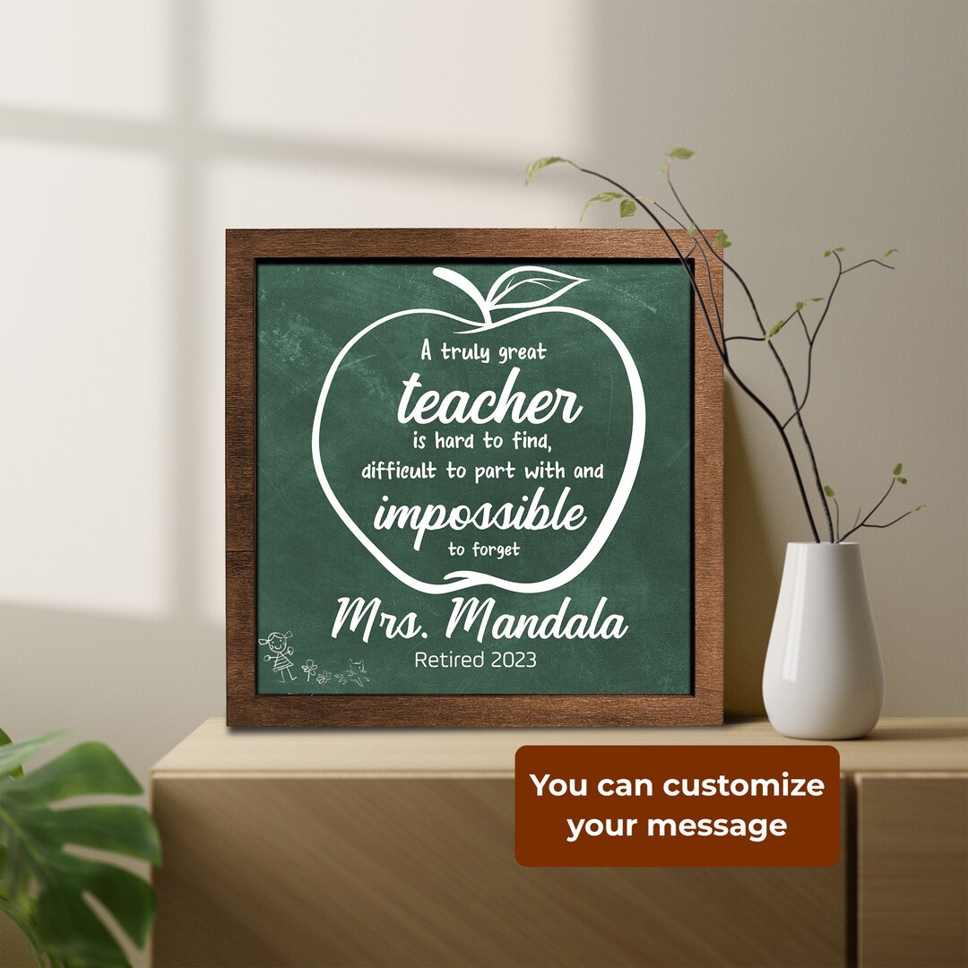 Personalized Teacher Apple Plaque, Retired Teacher Desk Sign, Teacher ...