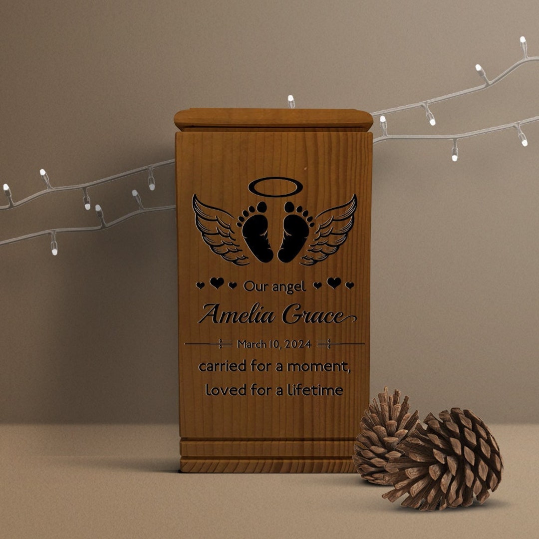 Personalized Baby Memorial Keepsake Box, Urn for Child Ashes, Infant ...