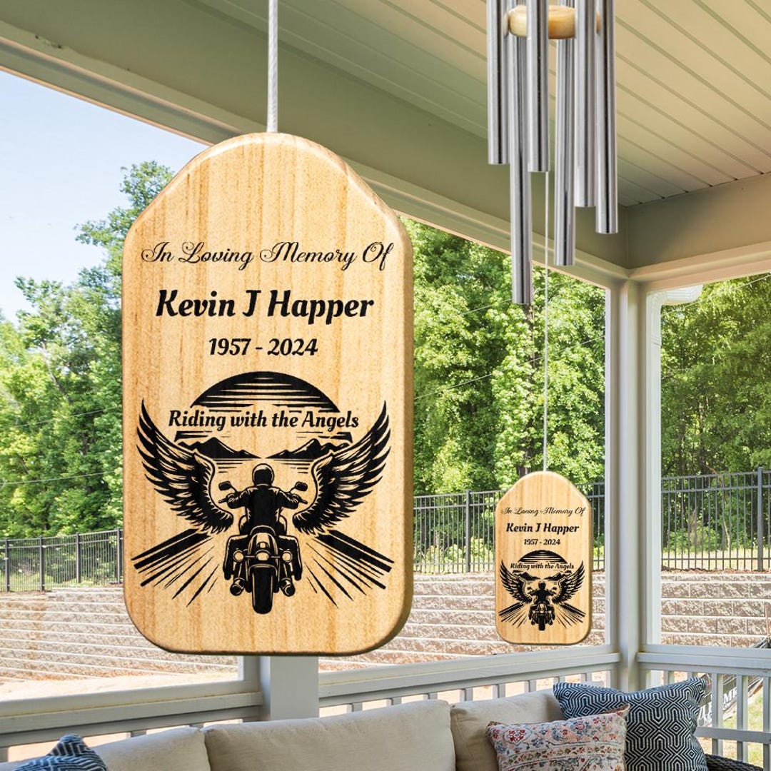 Personalized Motorcycle Memorial Wind Chime: Riding With Angels Tribute ...