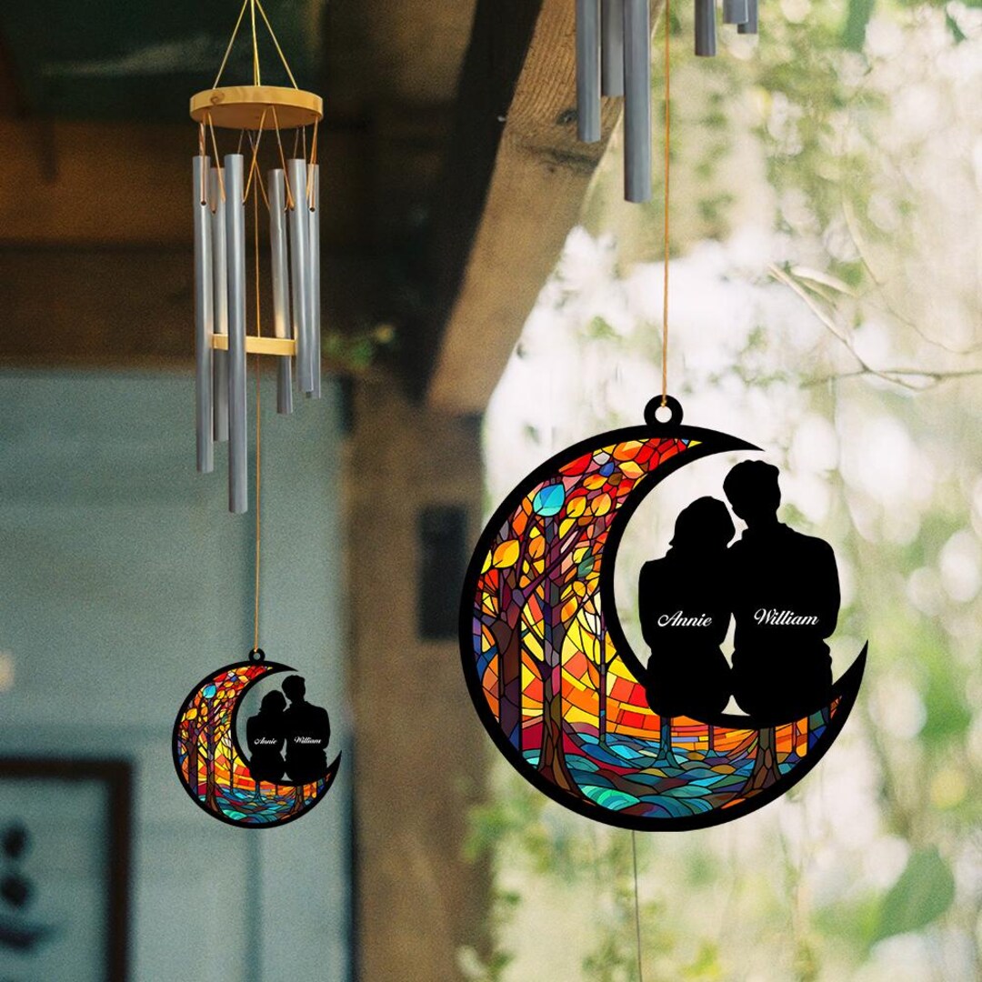 Personalized Couple Windchime: Custom Suncatcher Wedding Ornament - Etsy