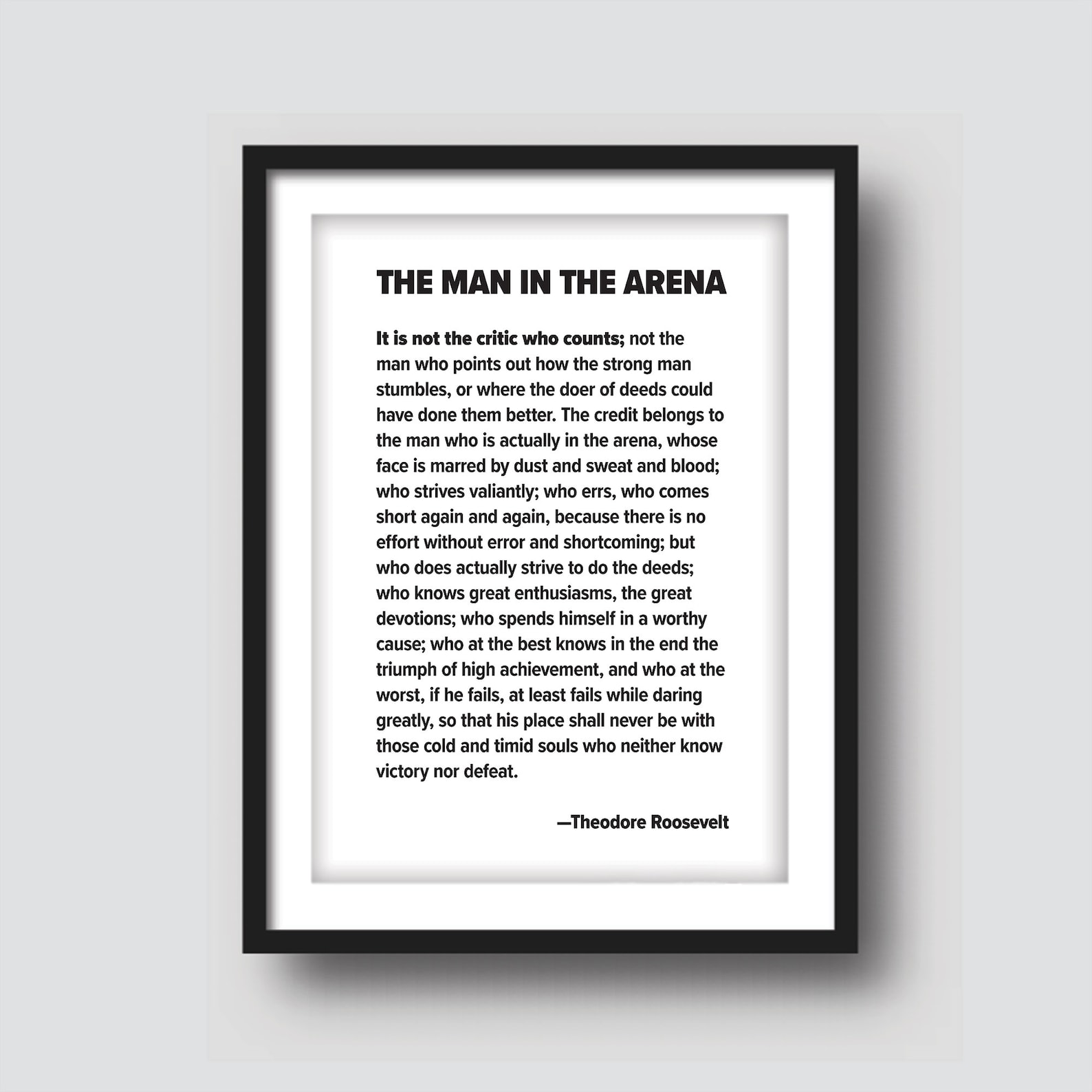 The Man in the Arena - Motivational Quote, Theodore Roosevelt Printable ...