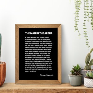 The Man in the Arena - Motivational Quote, Theodore Roosevelt Printable ...