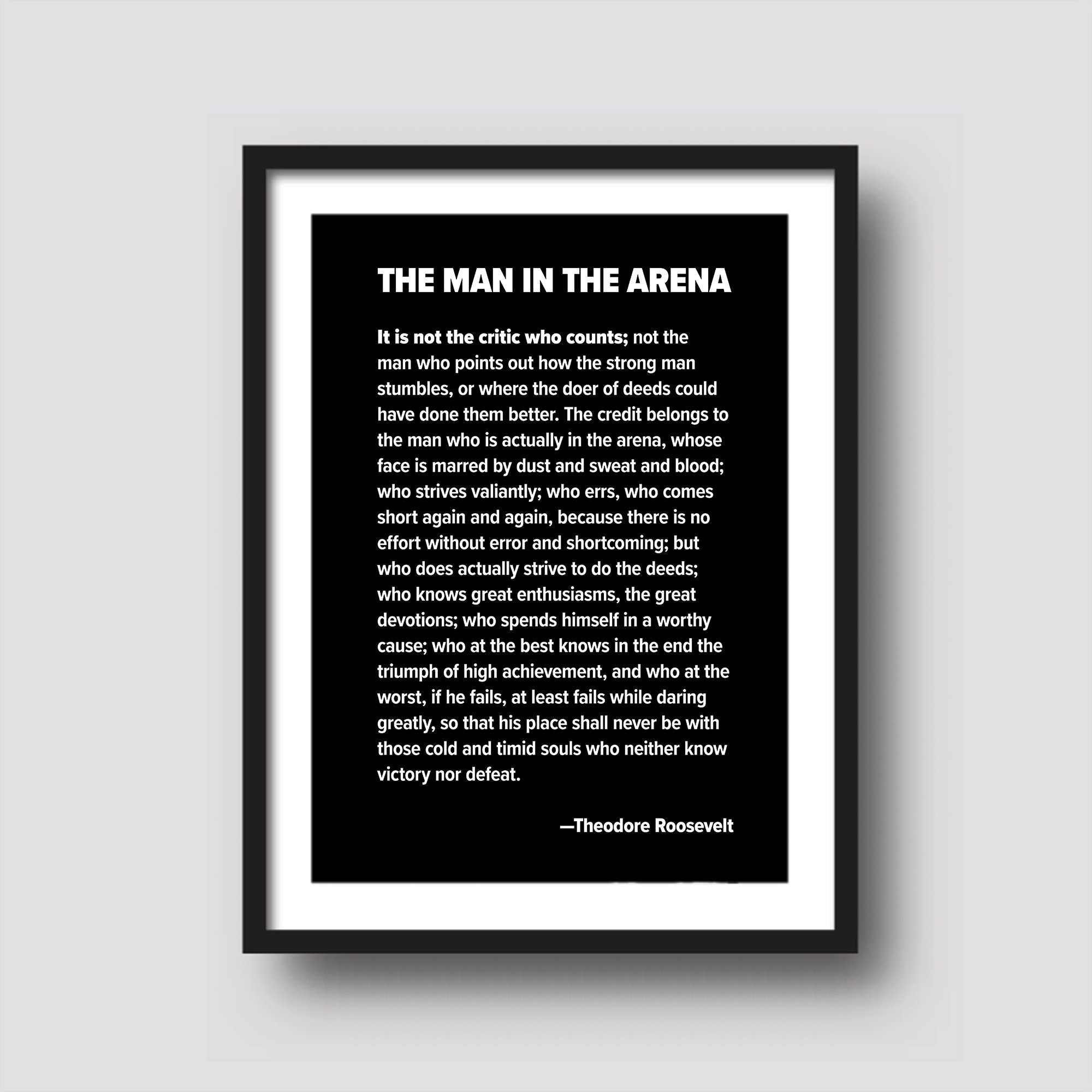 The Man in the Arena - Motivational Quote, Theodore Roosevelt Printable ...