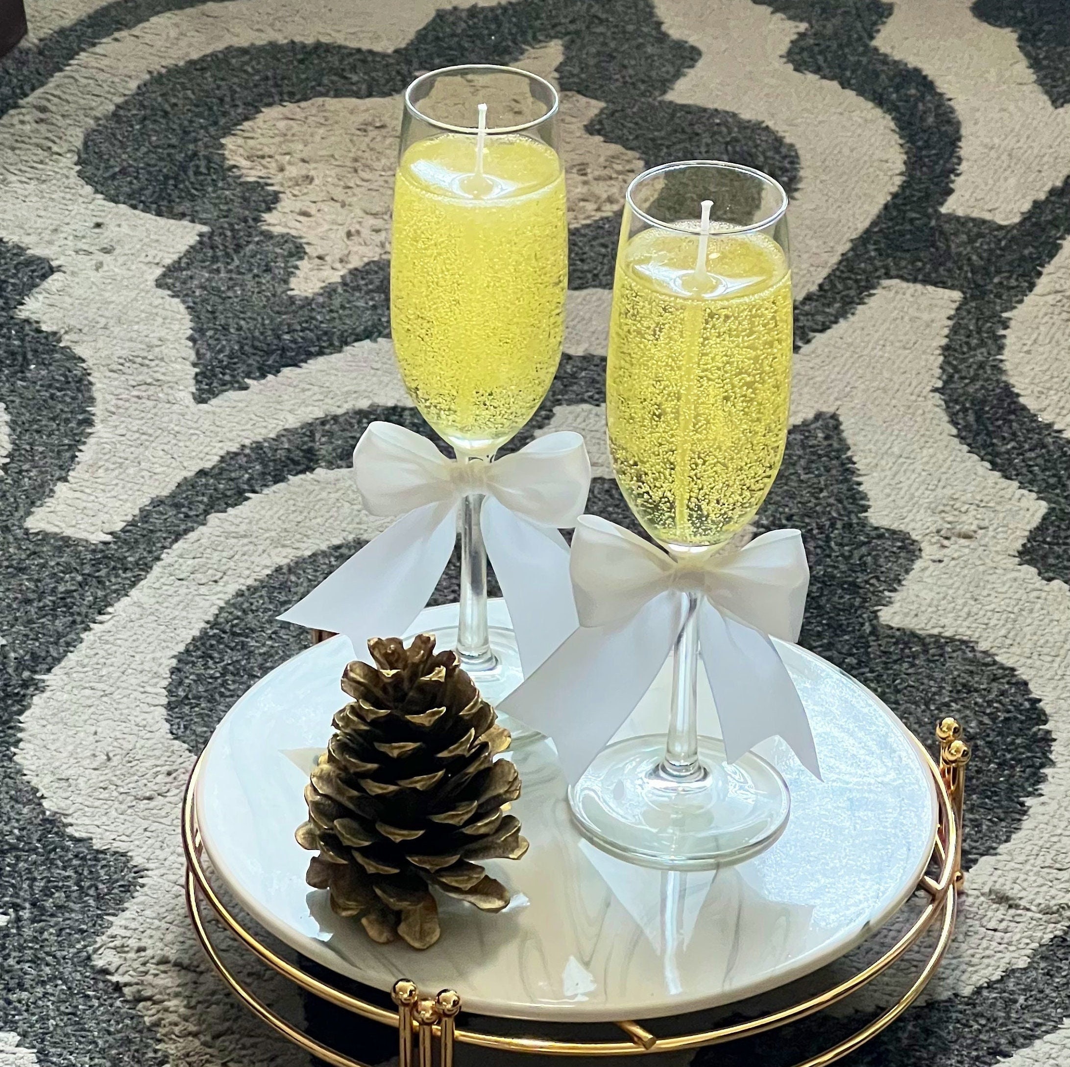 Scented Champagne Gel Candles | Flute Glasses, Romantic Decor - Etsy