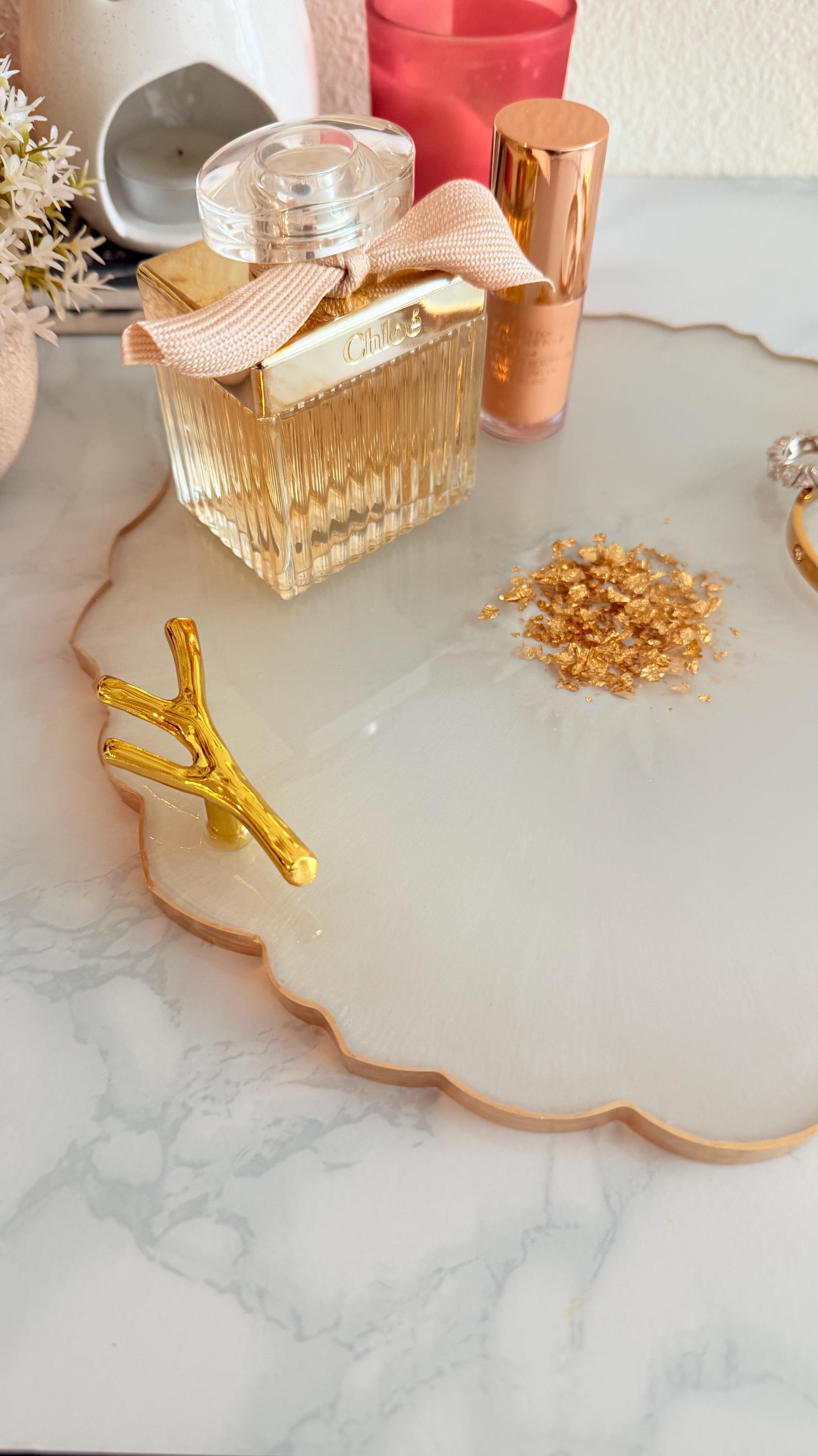 Handmade Resin Tray With Leaf Handles, Gift Tray, Makeup Vanity Tray ...