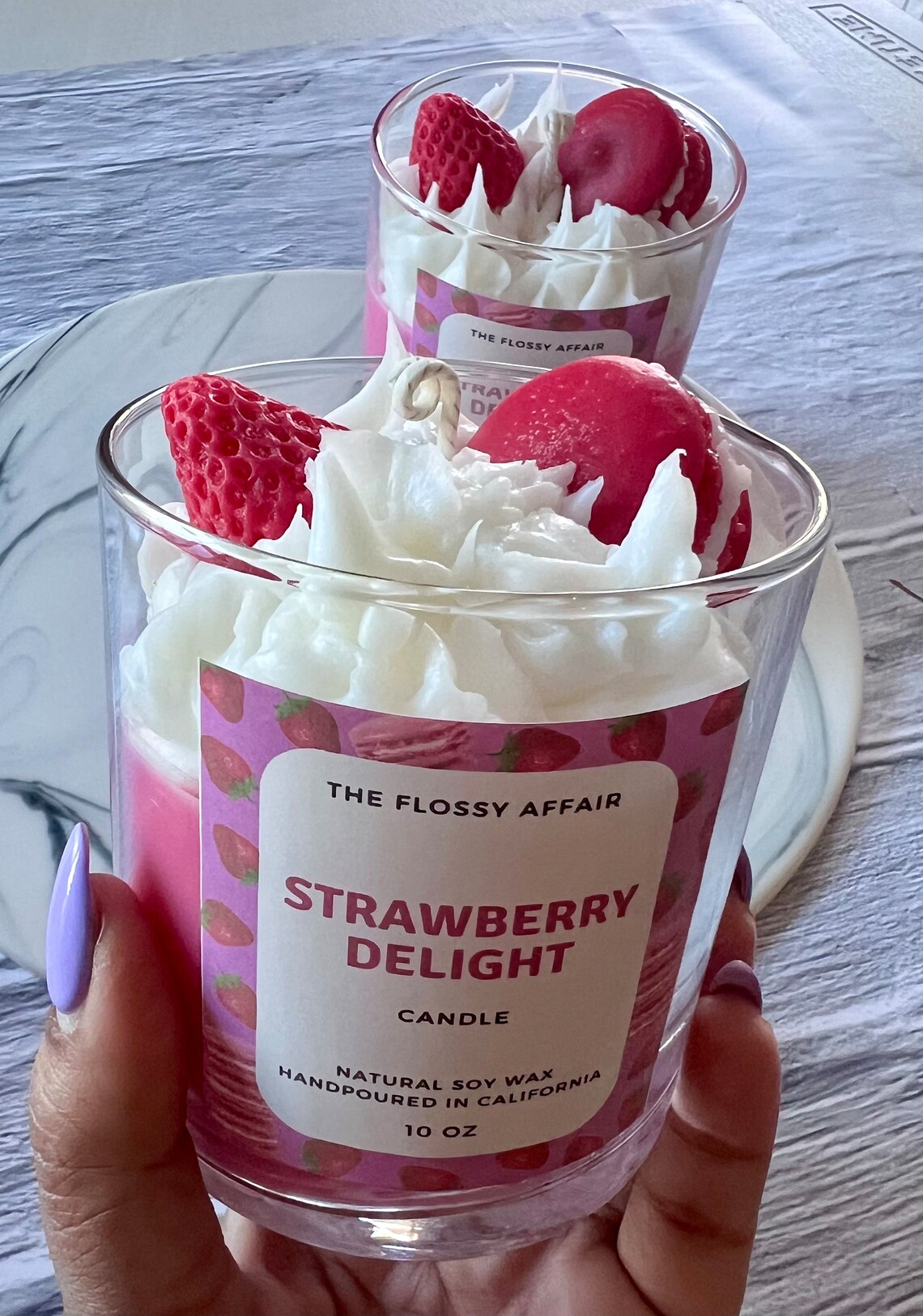 Strawberry Macaroon Dessert Candle | Hand-poured Soy Wax, 10 Oz - Etsy