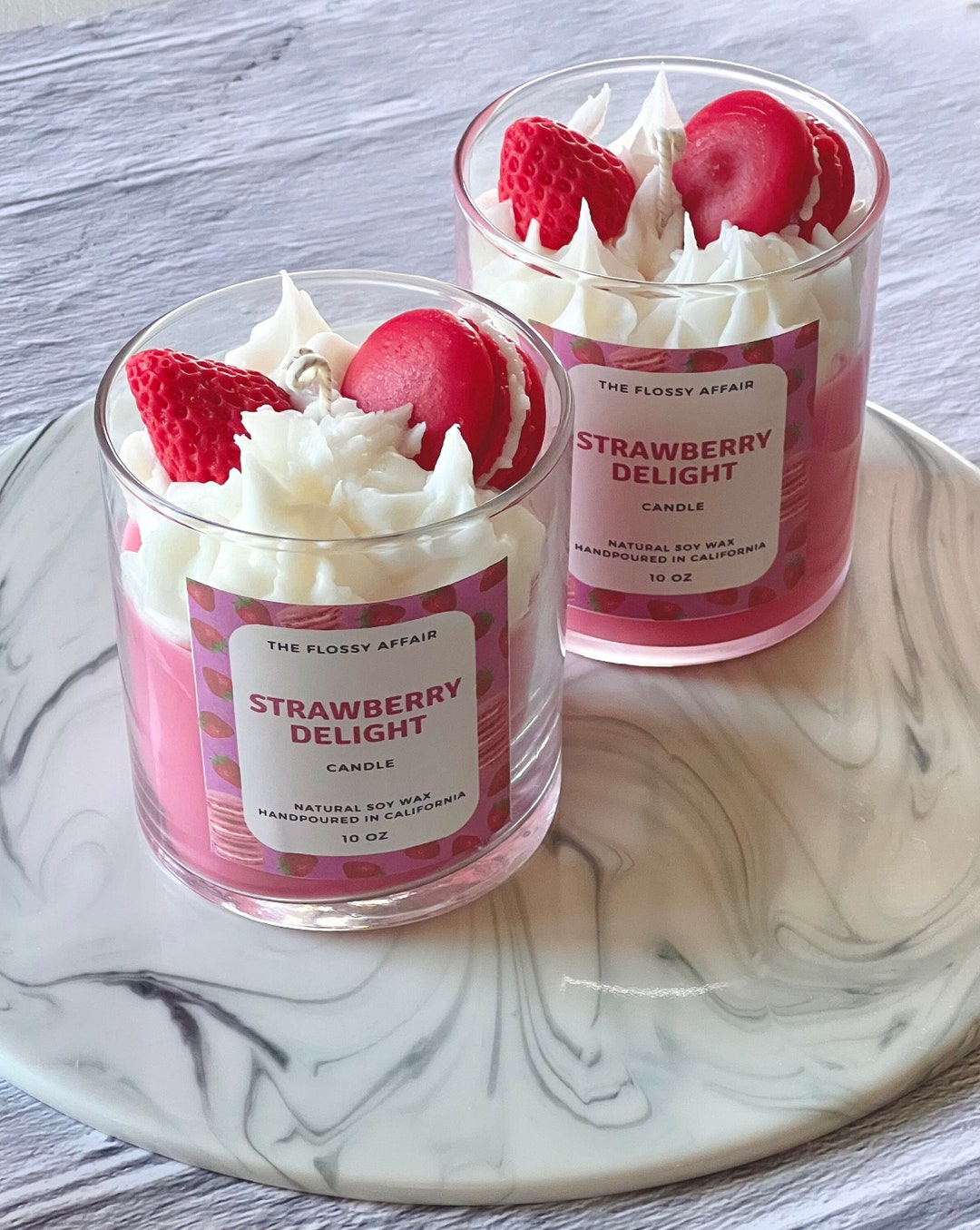 Strawberry Macaroon Dessert Candle | Hand-poured Soy Wax, 10 Oz - Etsy