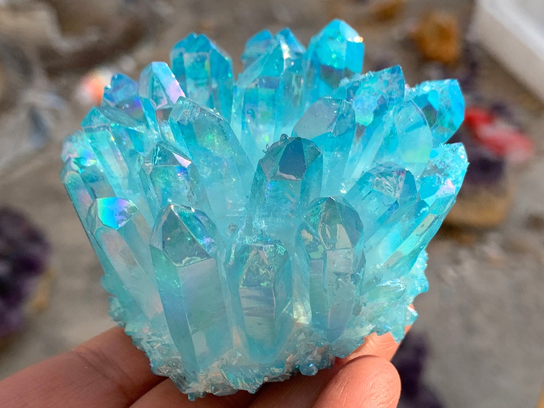 Blue Quartz Cluster Crystal Blue Quartz Point VUG Mineral Specimen ...