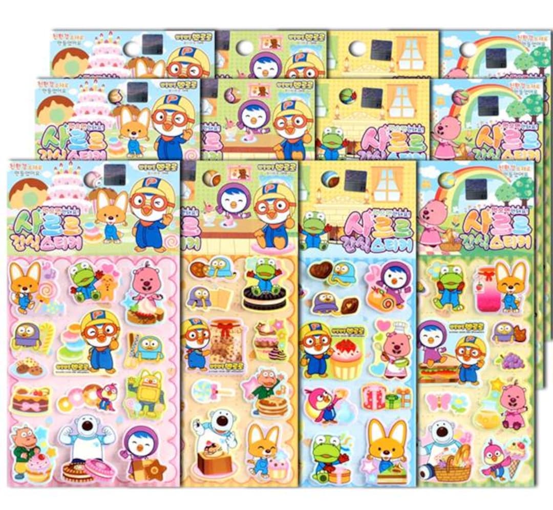 Pororo Stickers | Stickers | 뽀로로 사르르 간식 스티커 (one Set Includes Four ...