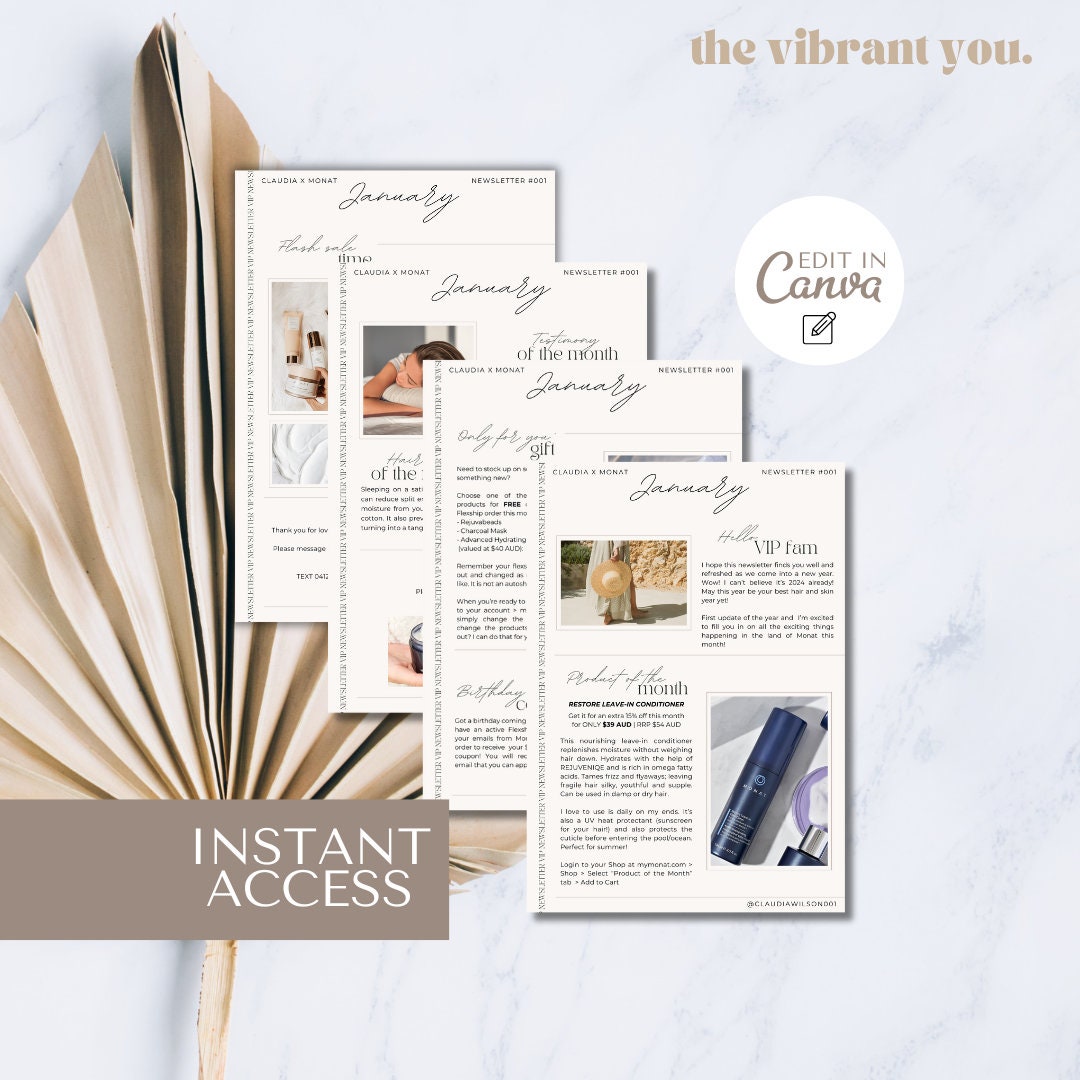 Aesthetic VIP Monthly Newsletter Monat Newsletter Template Monat ...