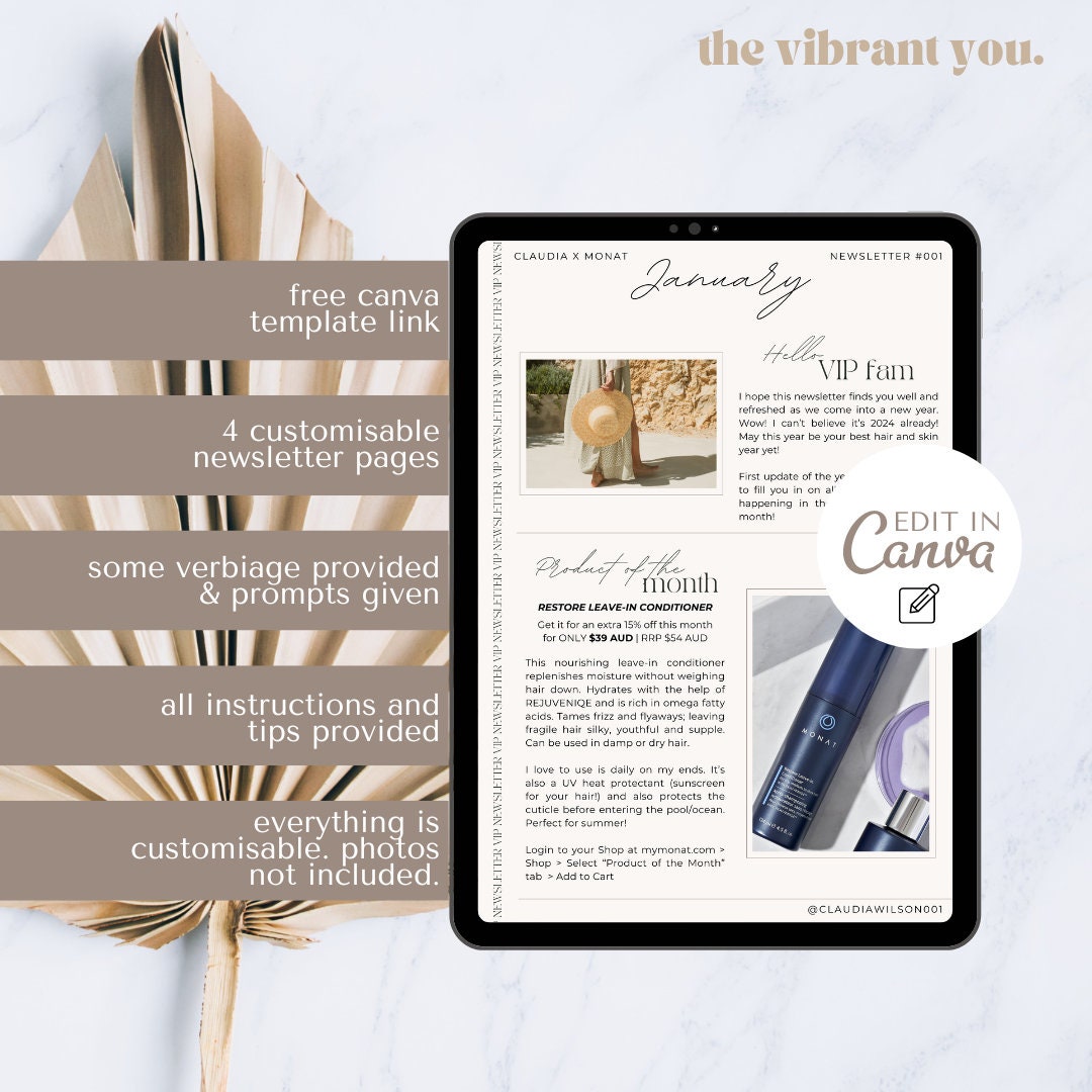 Aesthetic VIP Monthly Newsletter Monat Newsletter Template Monat ...