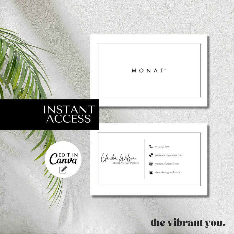 Minimalist Monat Business Card Personalised Monat Business Card Edit on ...