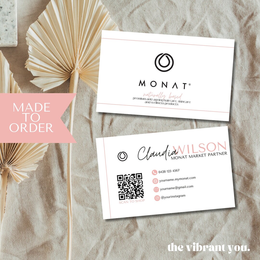 Pink & White Monat Business Card Personalised Monat Business - Etsy