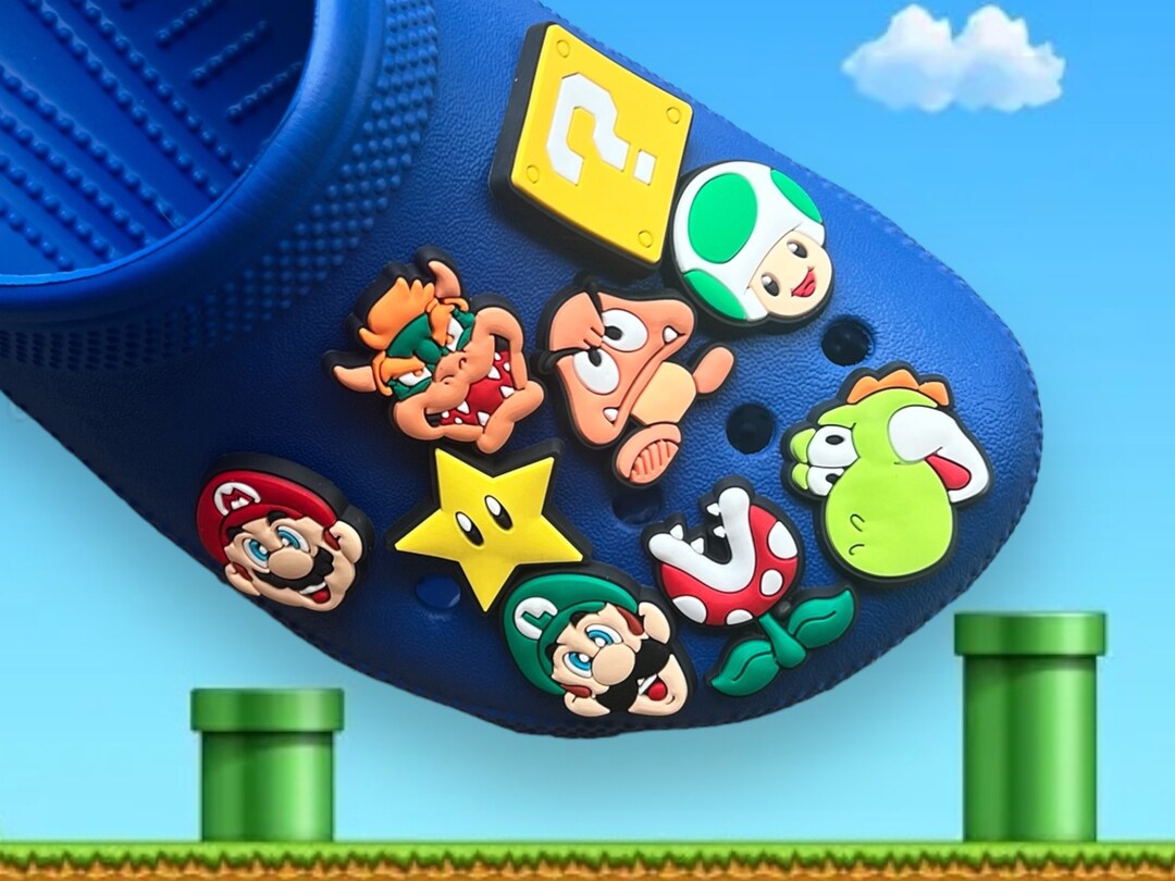Super Mario Croc Charms, Video Game Shoe Charms, Mario and Friends Shoe ...