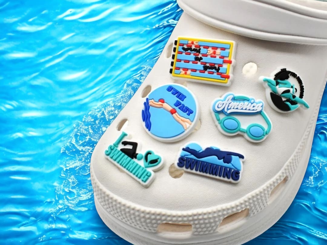 Swimming Shoe Charms, Summer Croc Charms, Swimming Pool Croc Charms - Etsy