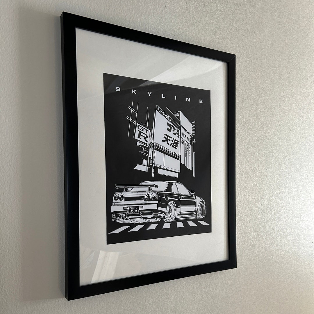 Nissan R34 Skyline Car Portrait Poster With Frame - Etsy