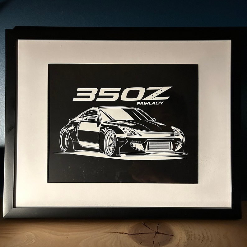 Nissan 350z Car Portrait Poster With Frame - Etsy