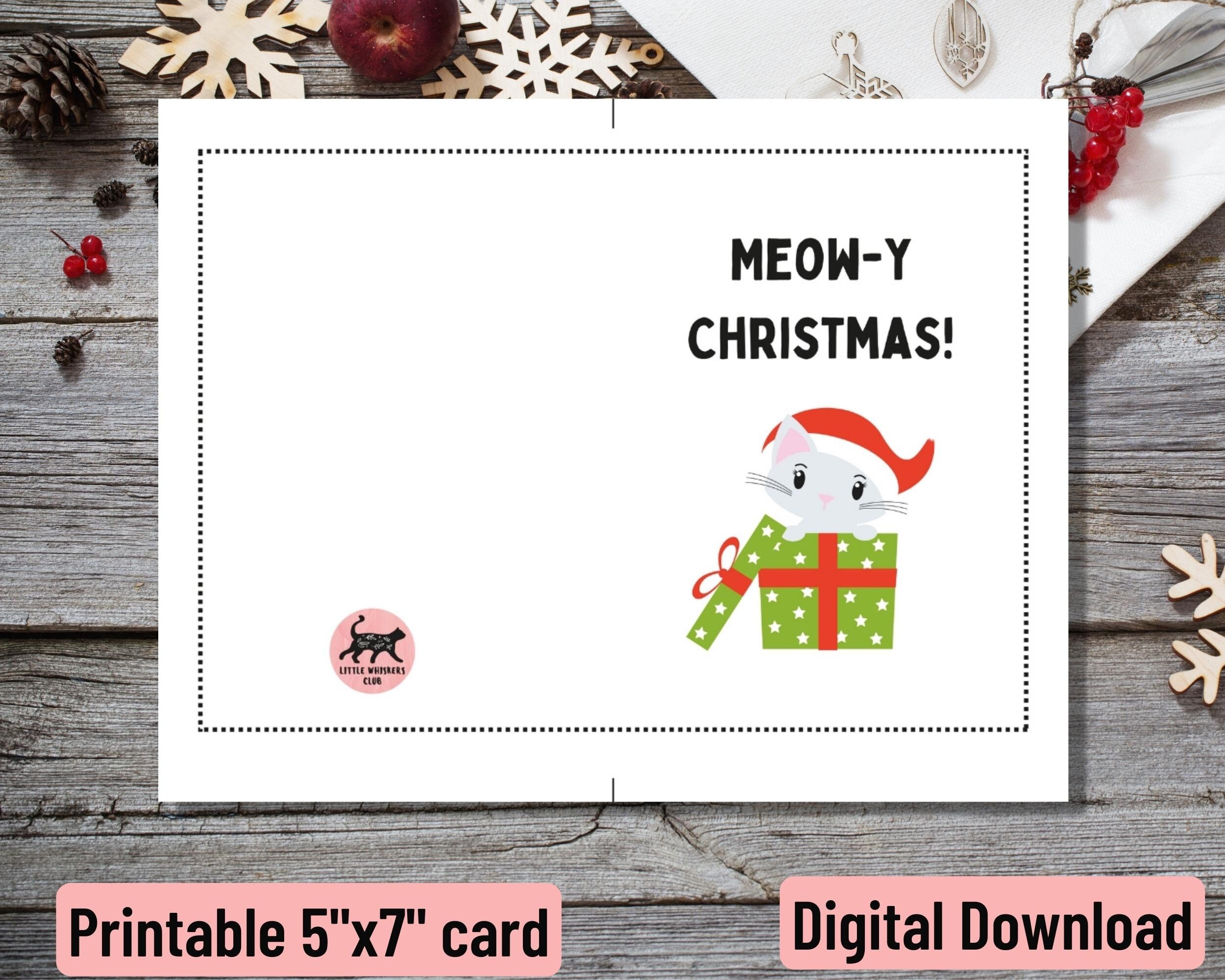 Christmas Card, Printable Christmas Cat Digital Card, Funny Printable ...